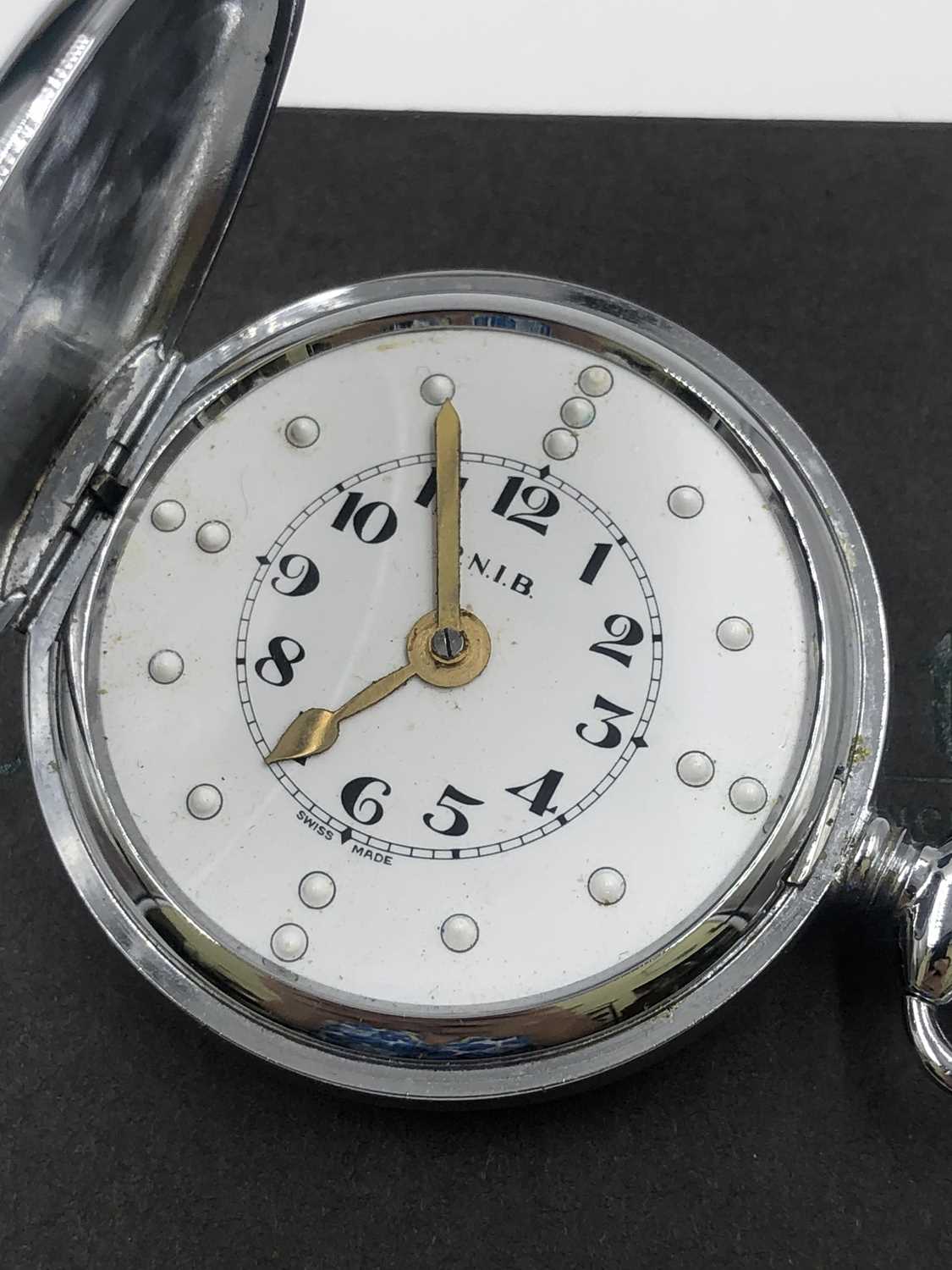 Lot 525 - A vintage RNIB braille chrome pocket watch.