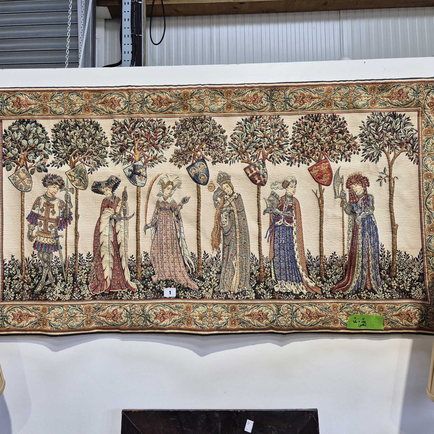 Lot 1 - A classical style tapestry type small banner.