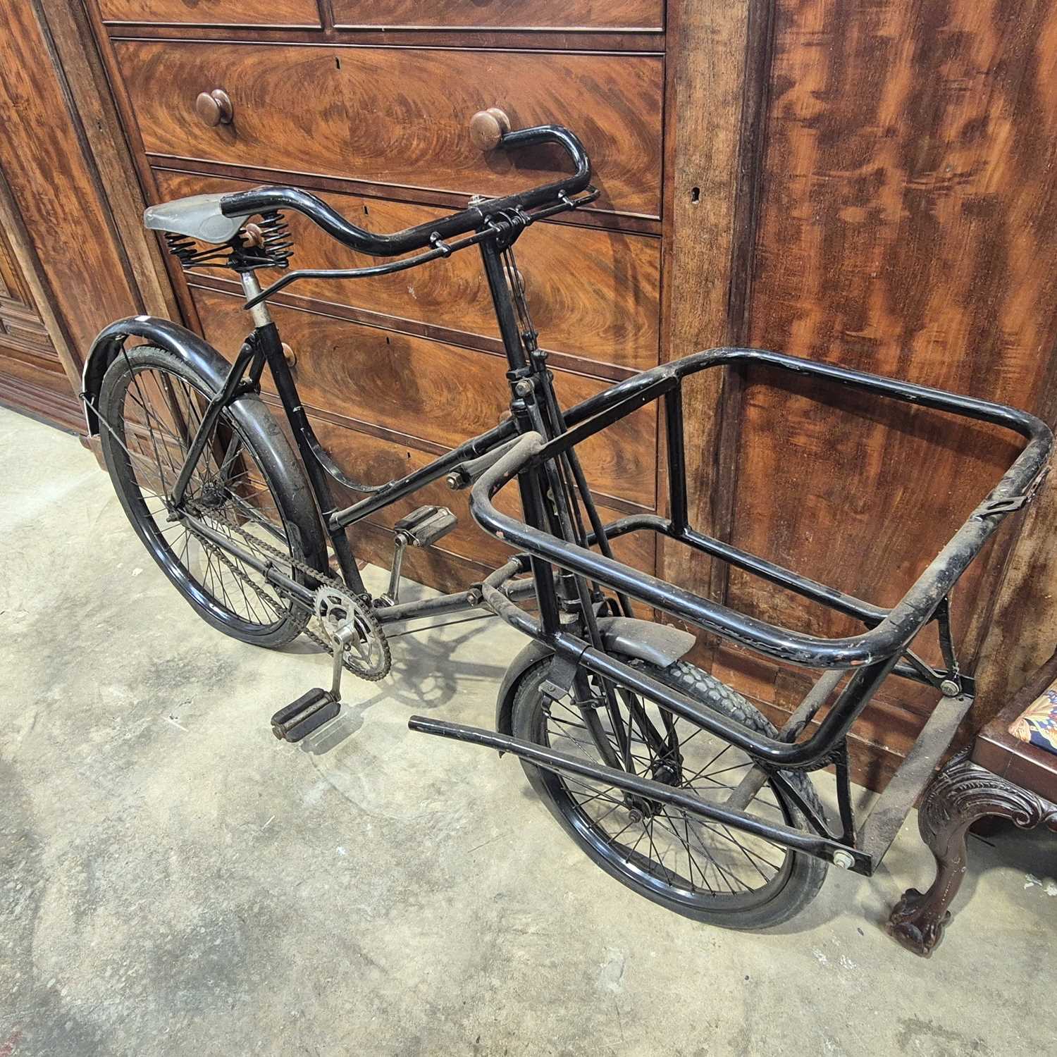 Lot 438 - A vintage bakers delivery bike