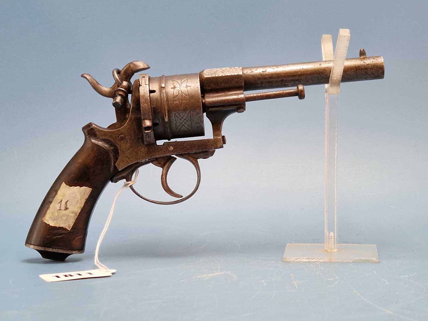 Lot 1811 - A Belgian Liege six-shot pinfire revolver,
