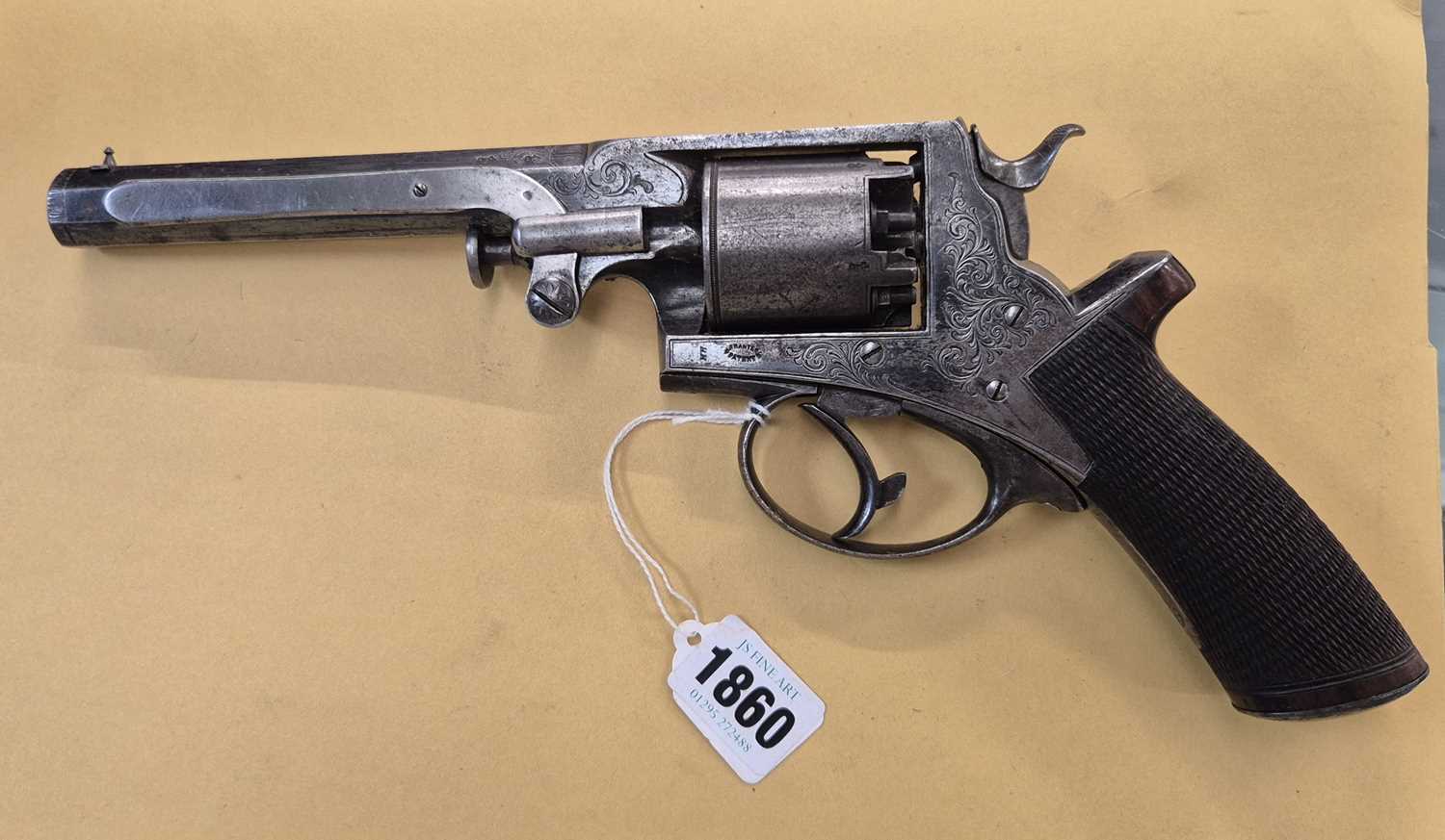 Lot 1860 - A Tranter 54 bore double action revolver by