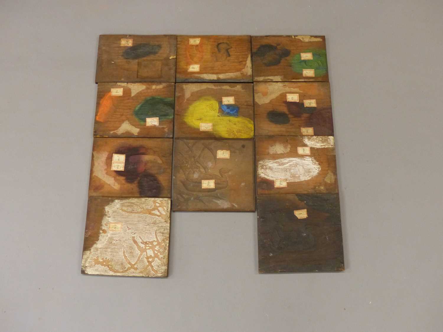 Lot 1291 - Eleven Japanese double sided wood blocks